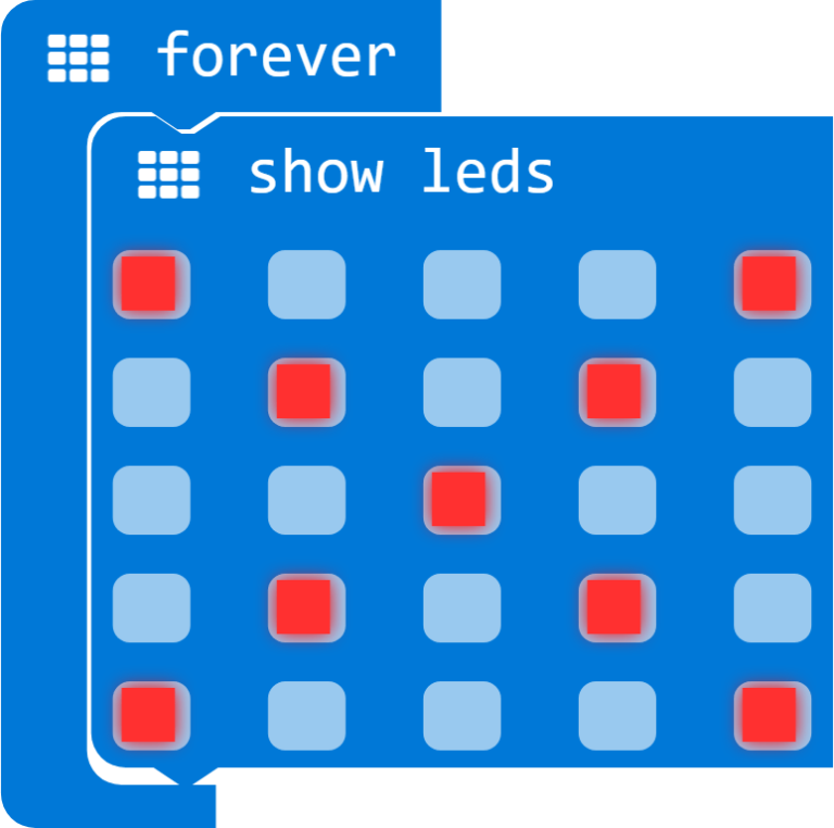 6 micro:bit LED examples using the blocks editor