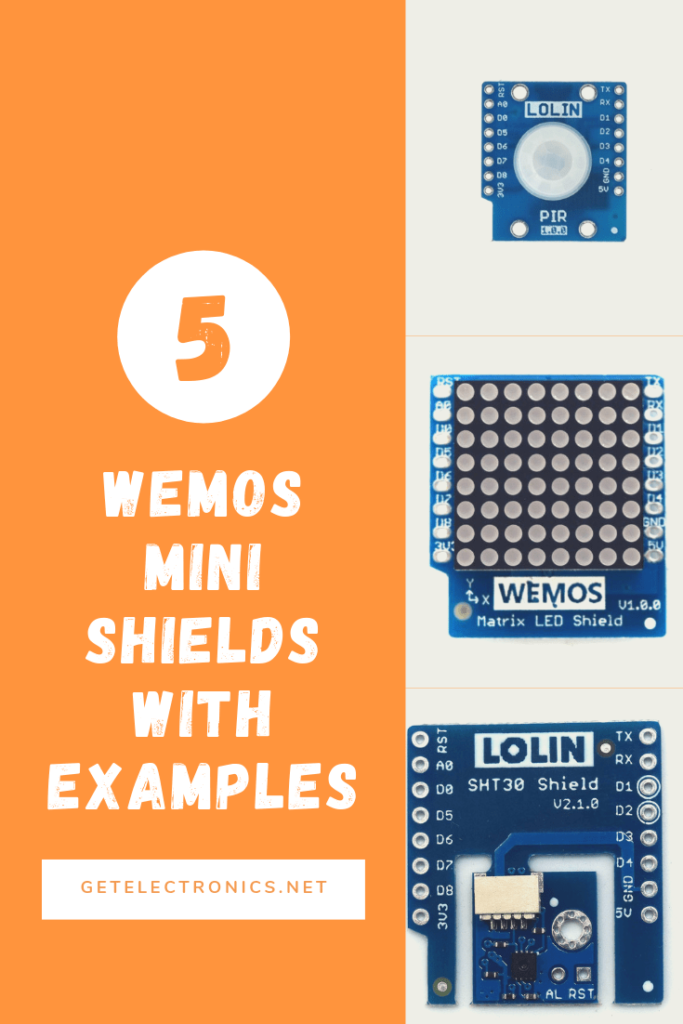 5 Wemos Mini shields with examples
